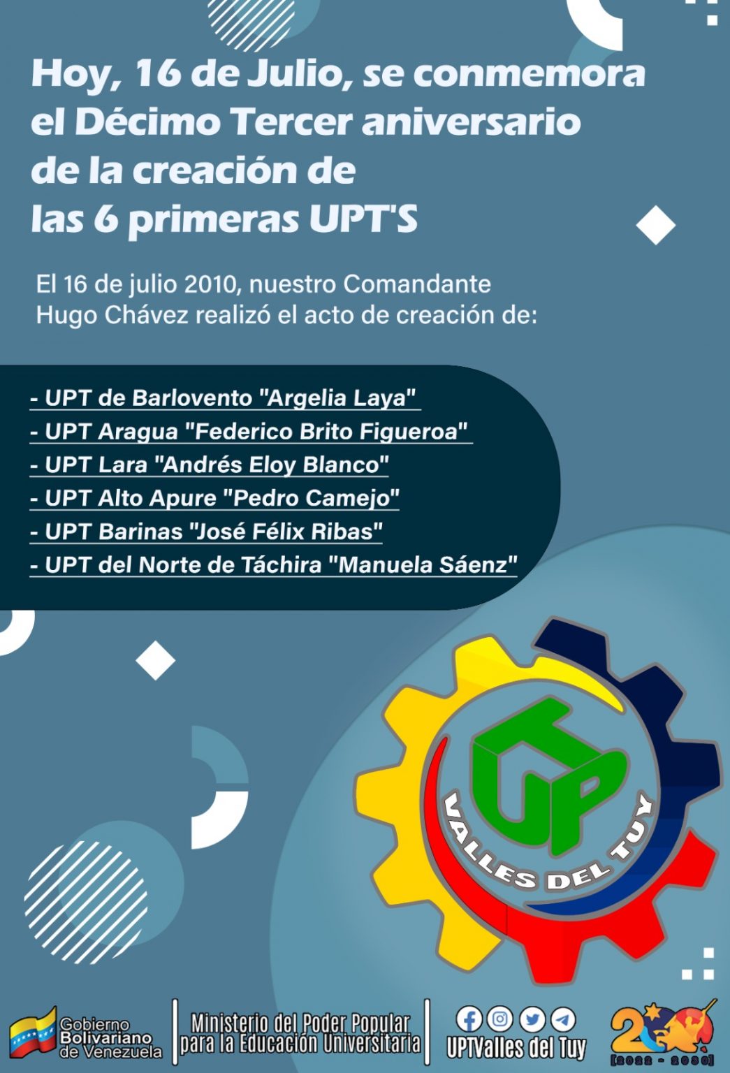 UPT-Valles del Tuy felicita a las primeras casas de estudios ...